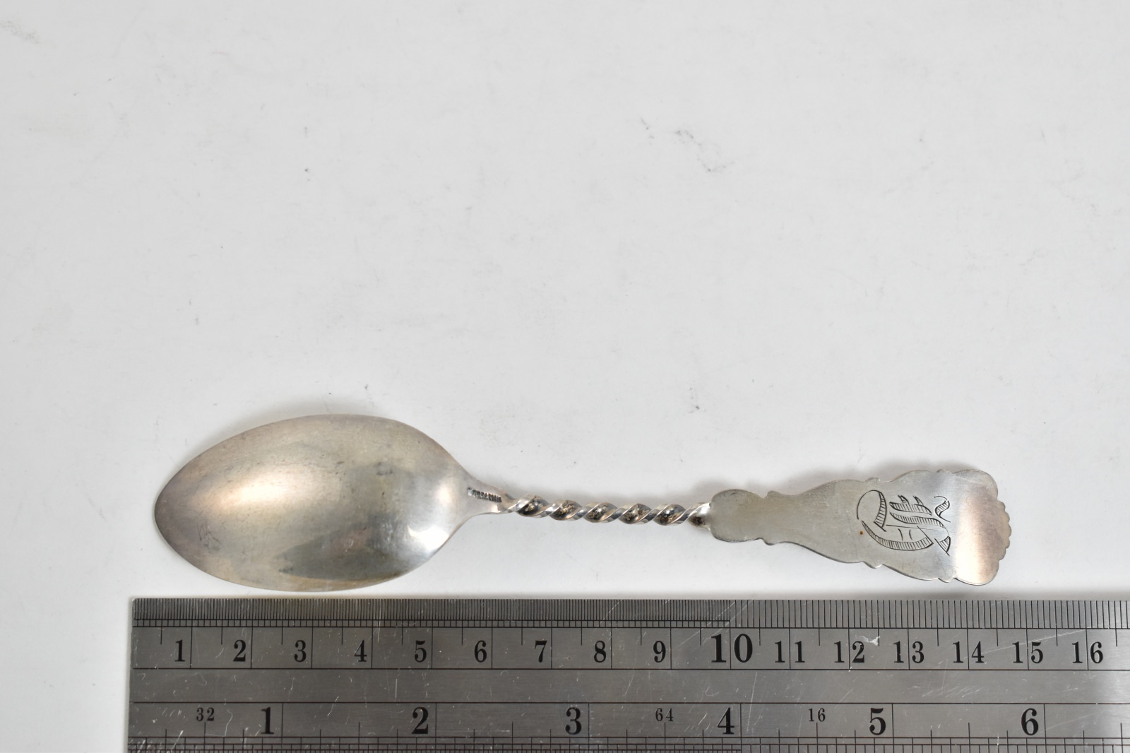 Sterling Silver Antique Engraved Floral Twist Tea Spoon | Property Room