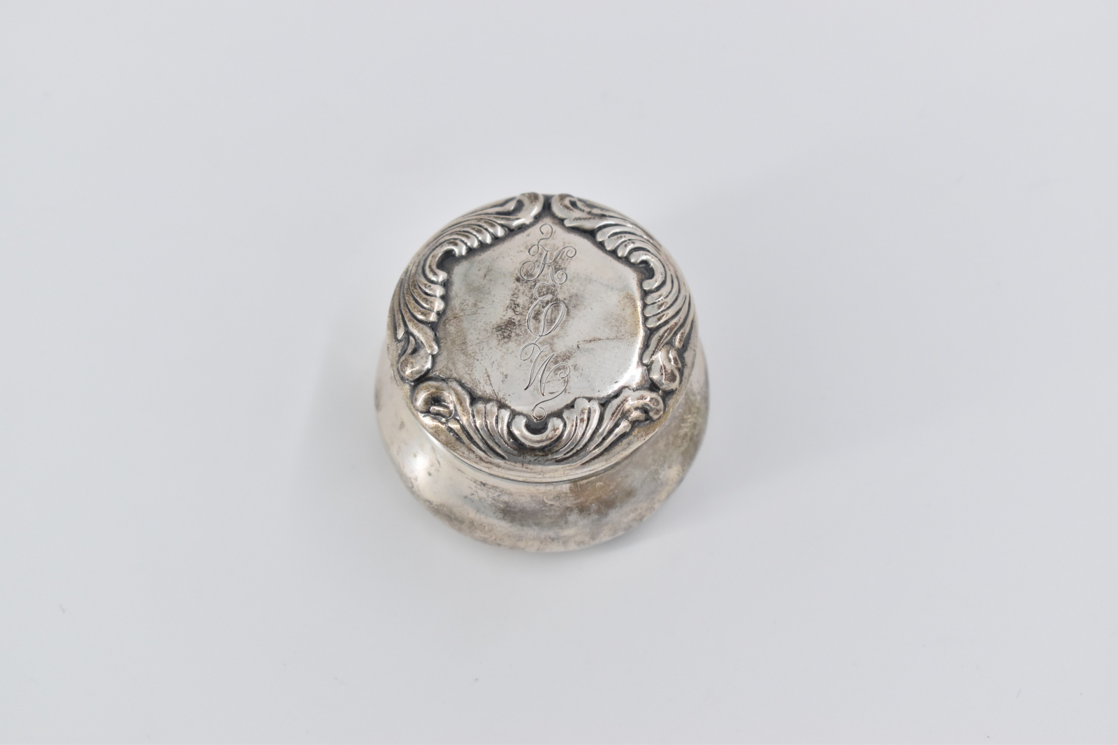 Sterling Silver Antique Monogrammed Repousse Floral Pill Box | Property ...