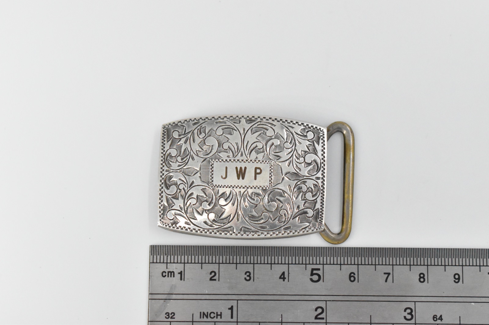 Sterling Silver Art Deco Monogram Scroll Engraved Vintage Belt Buckle ...
