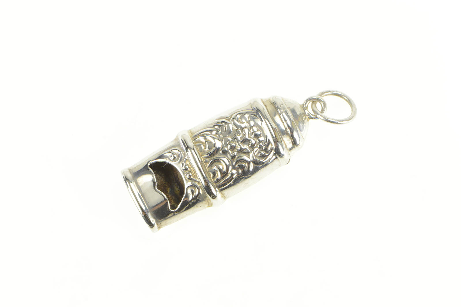 Sterling Silver Art Deco Repousse Floral Scroll Whistle Charm/Pendant ...