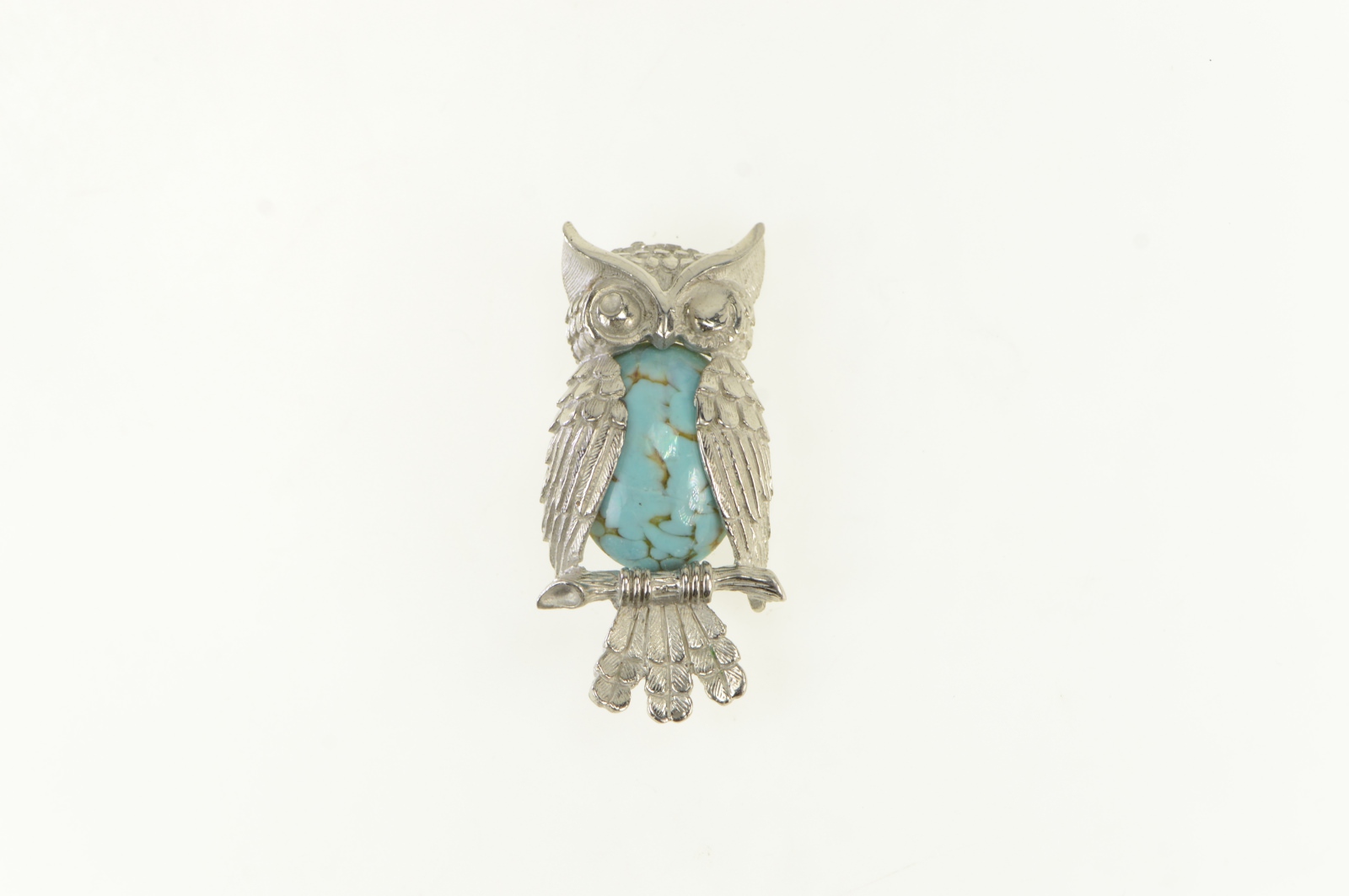 Sterling Silver Beau Vintage Turquoise Owl Wisdom Pin/Brooch | Property ...