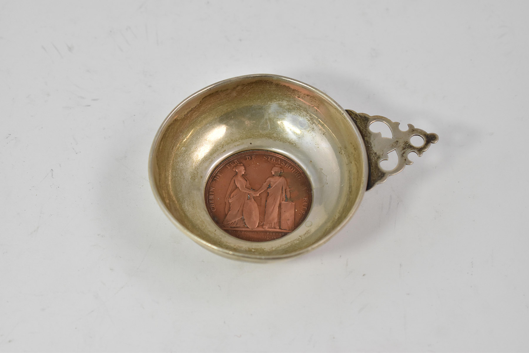 Sterling Silver Cartier 1841 France Railway Copper Medal Baby Porringer ...