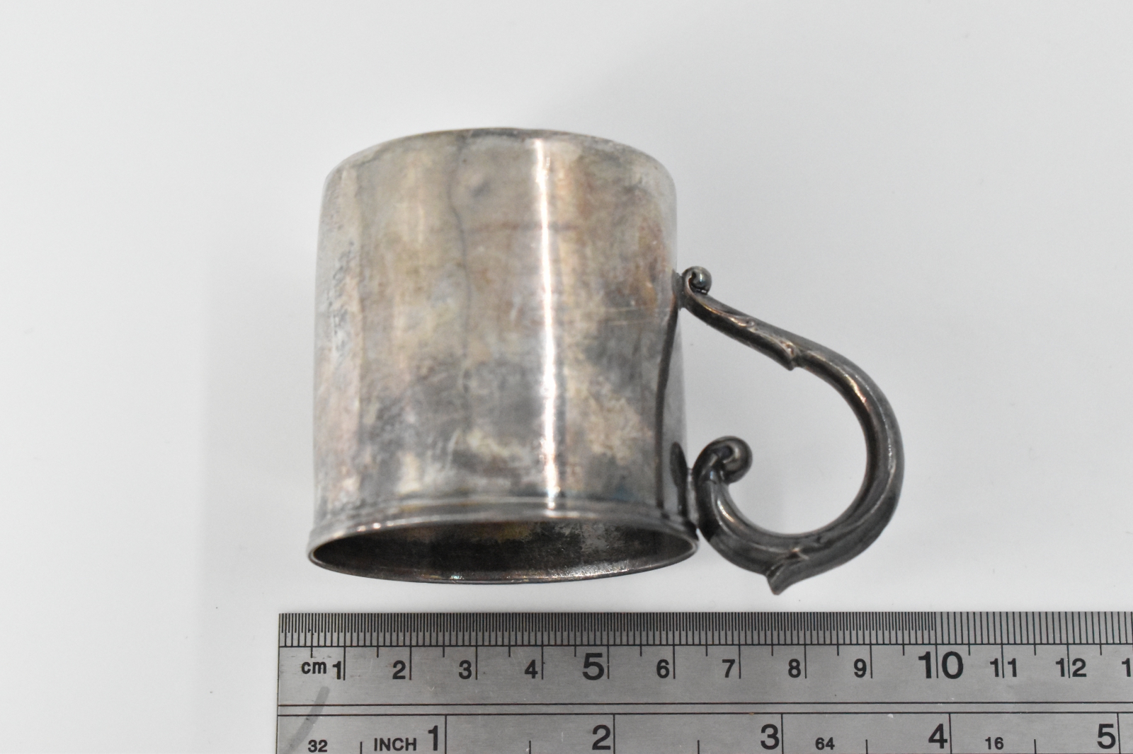 Sterling Silver Classic Vintage Baby Mug Cup Scroll Handle | Property Room