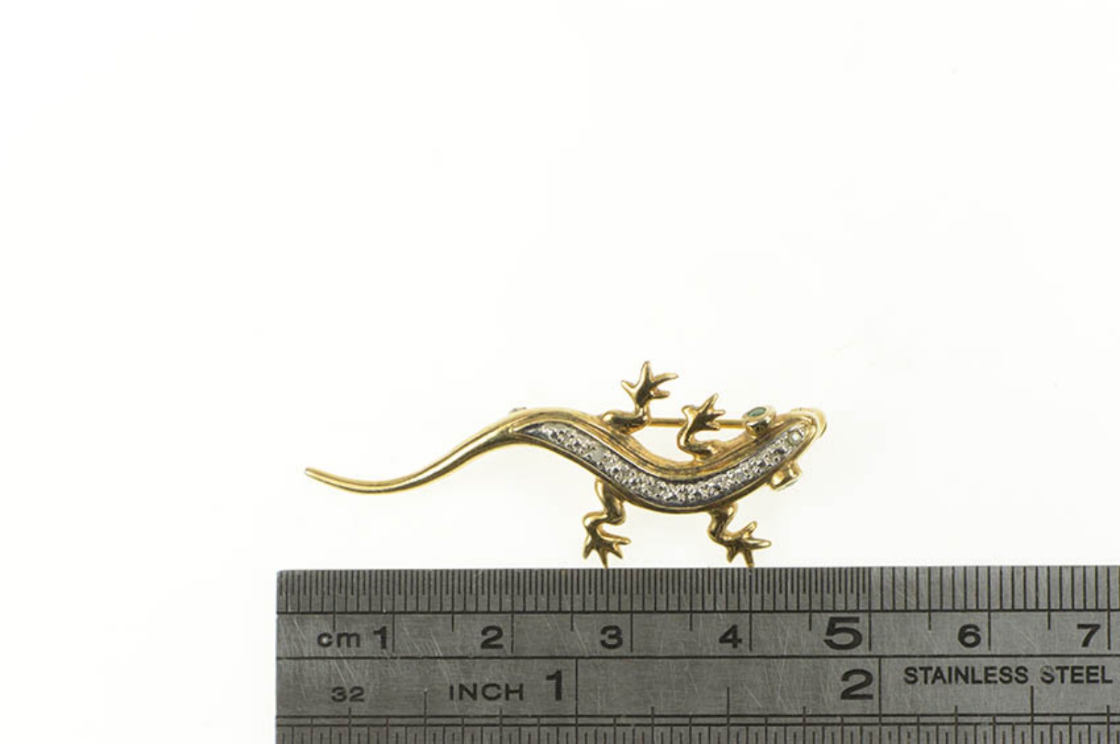 Sterling Silver Diamond Inset Two Tone Lizard Gecko Pin/Brooch ...