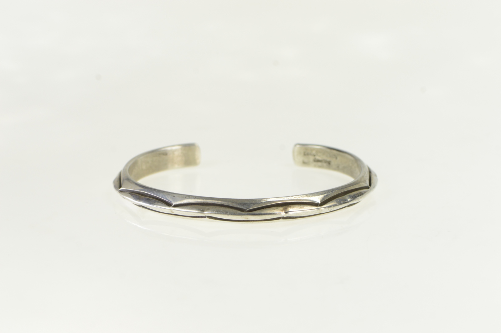 Sterling Silver Douglas Etsitty Navajo Stamped Cuff Bracelet 6.5 ...
