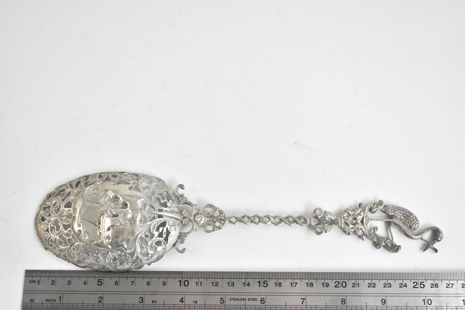 Sterling Silver Dutch Ornate Pierced Baroque Serving Spoon | Property Room
