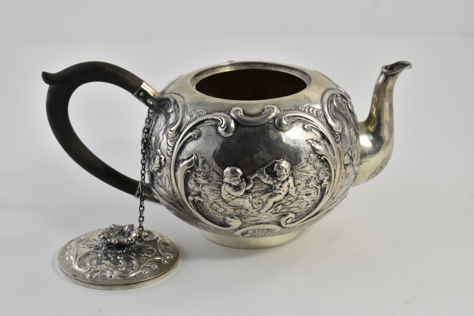 Sterling Silver Elaborate Rococo Repousse Tea Pot | Property Room