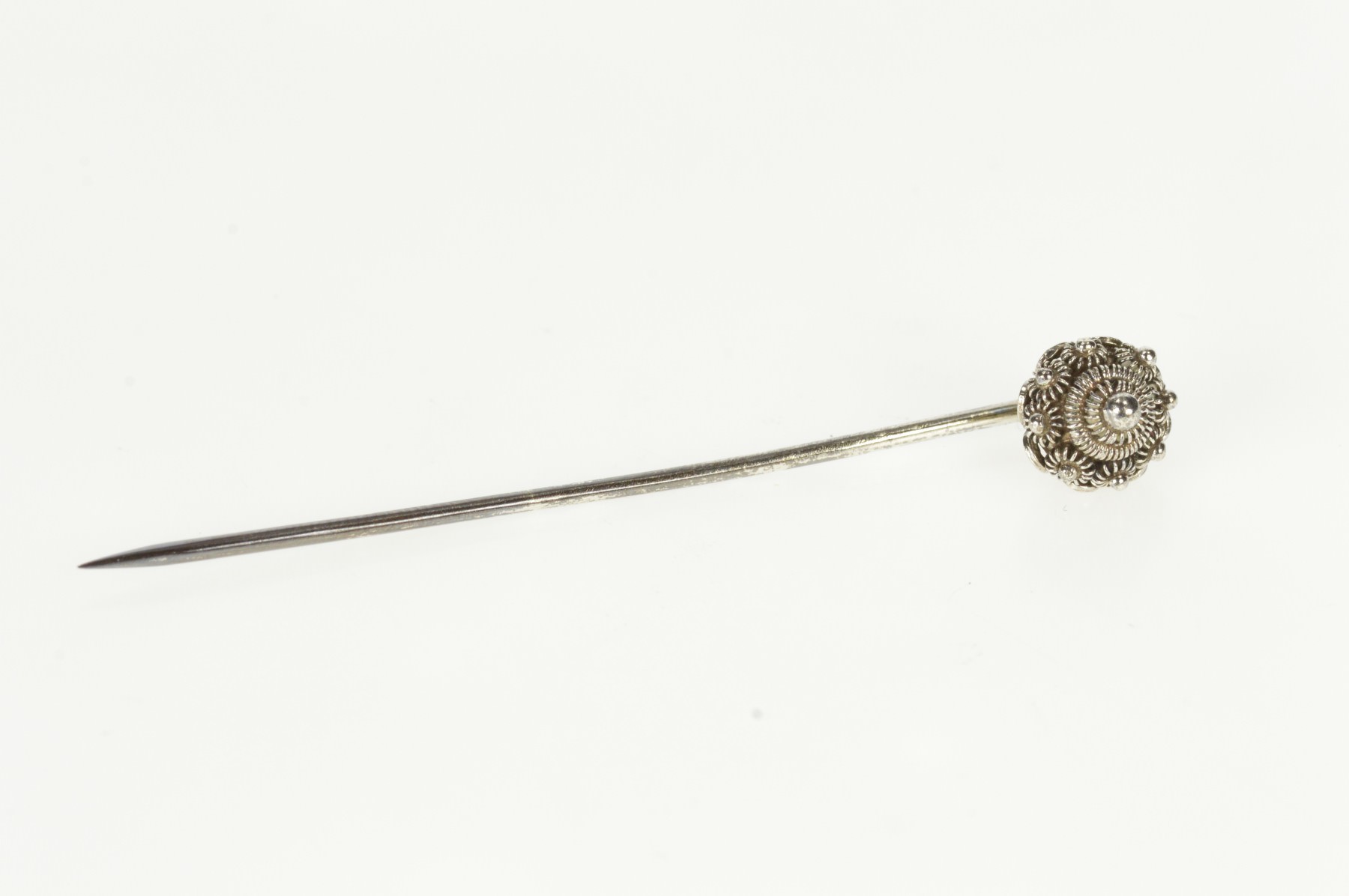 Sterling Silver Etruscan Motif Decorative Ornate Round Stick Pin ...