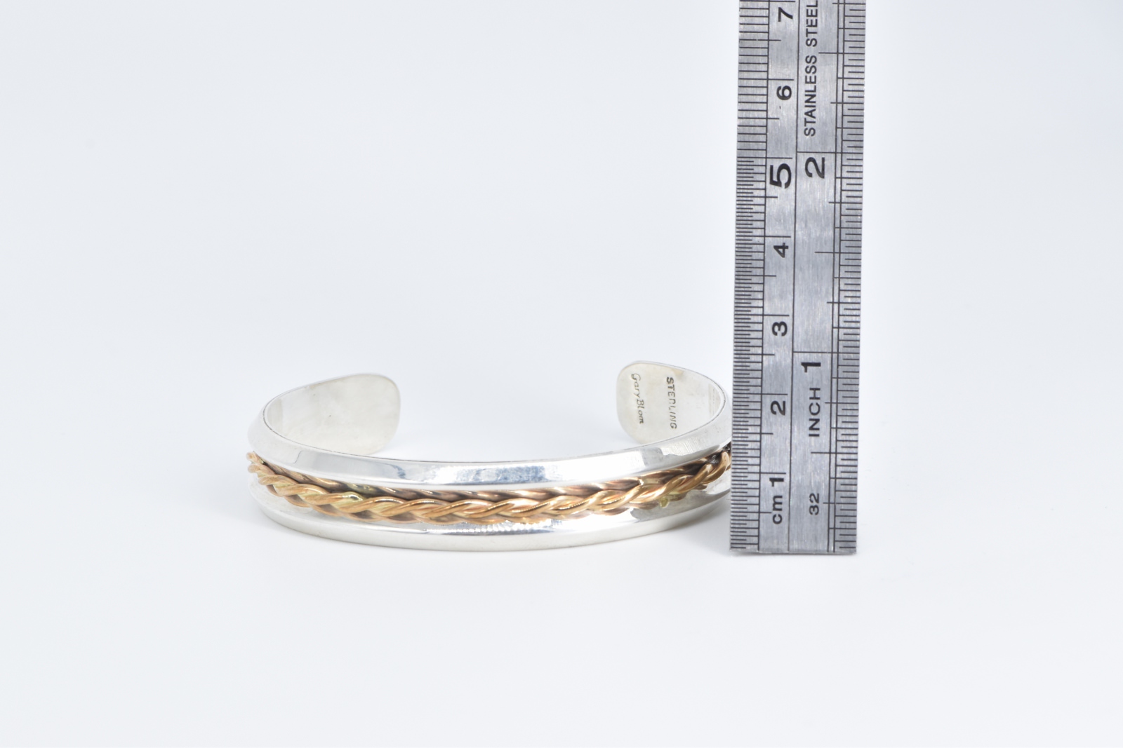 Sterling Silver Gary Blom Two Tone Rope Trim Gold Plated Cuff Bracelet ...