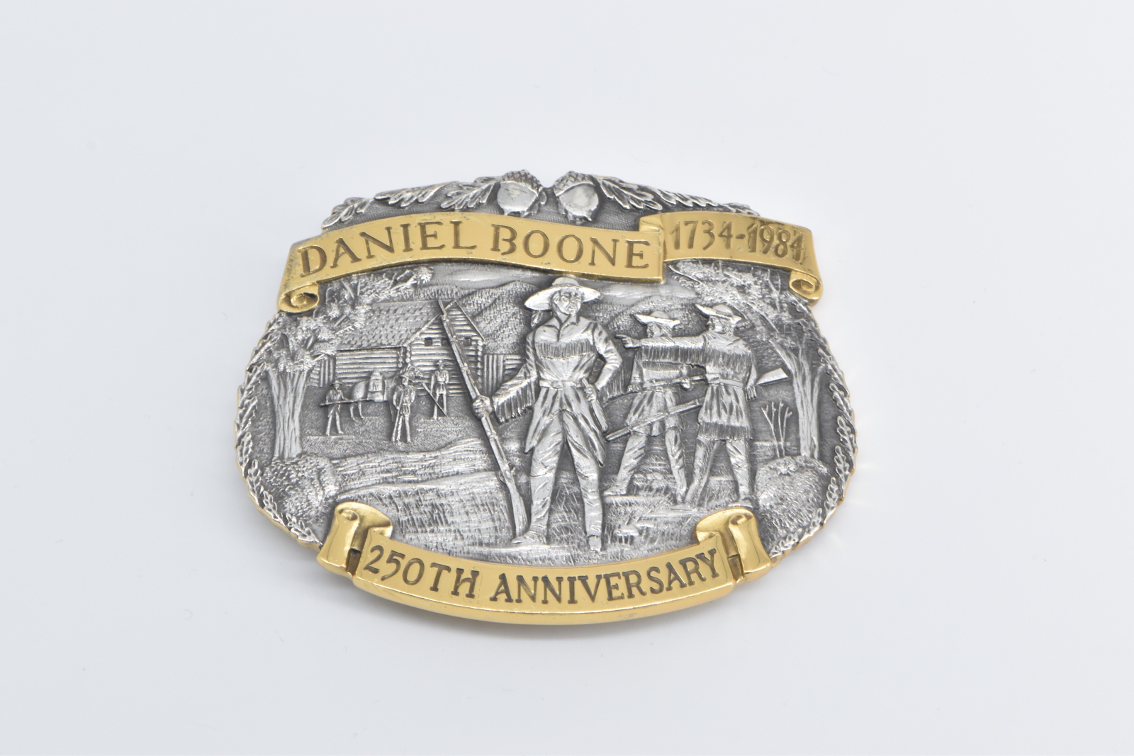 Sterling Silver Gold Plated Daniel Boone 250th Anniversary Belt Buckle ...