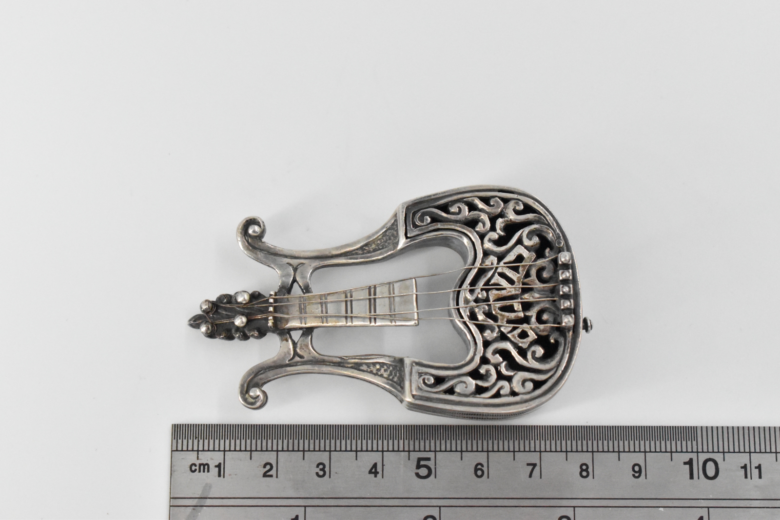 Sterling Silver Havdalah Harp Ornate Lyre Stringed Spice Box | Property ...