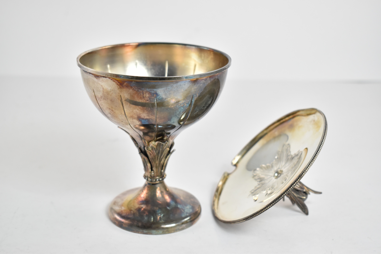 Sterling Silver Hazorfim Leaf Motif Lidded Pedestal Sugar Bowl ...