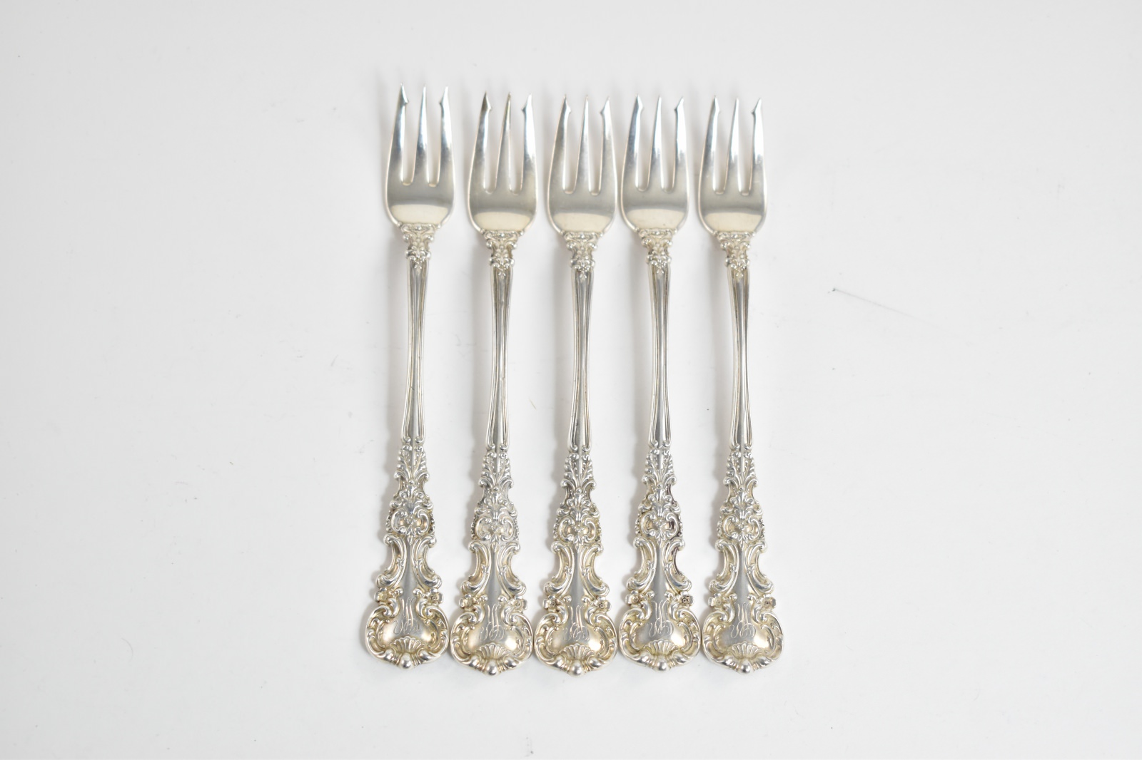 Sterling Silver J E Caldwell Louis XIV Pattern Dessert Fork Set (5 ...