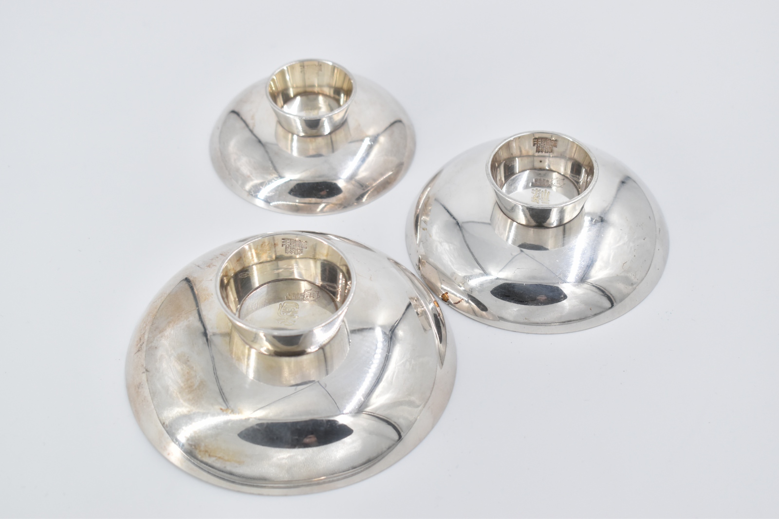 Sterling Silver Japanese Ceremonial Sake Cups Sakazuki (3 pcs ...