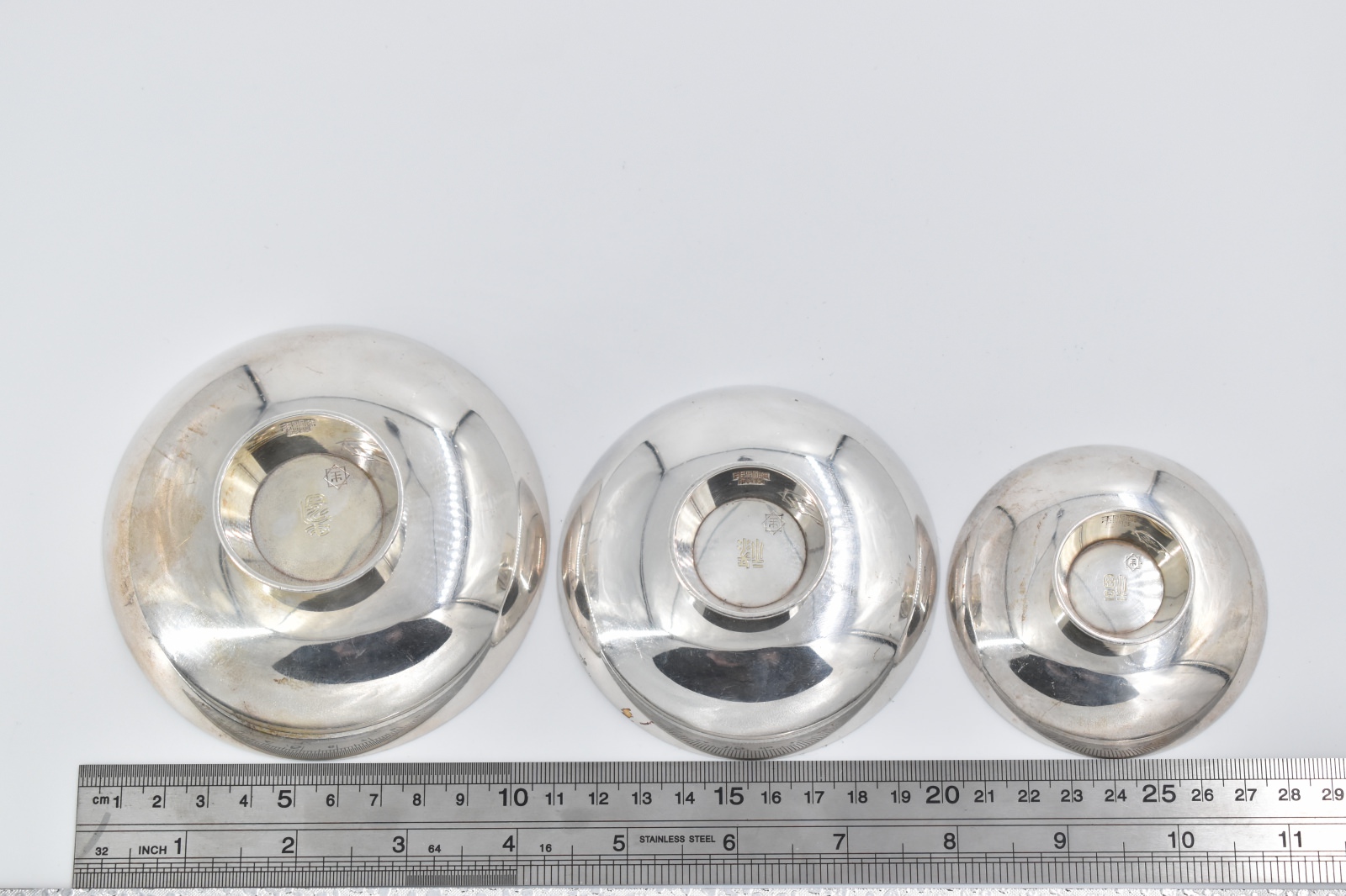 Sterling Silver Japanese Ceremonial Sake Cups Sakazuki (3 pcs ...