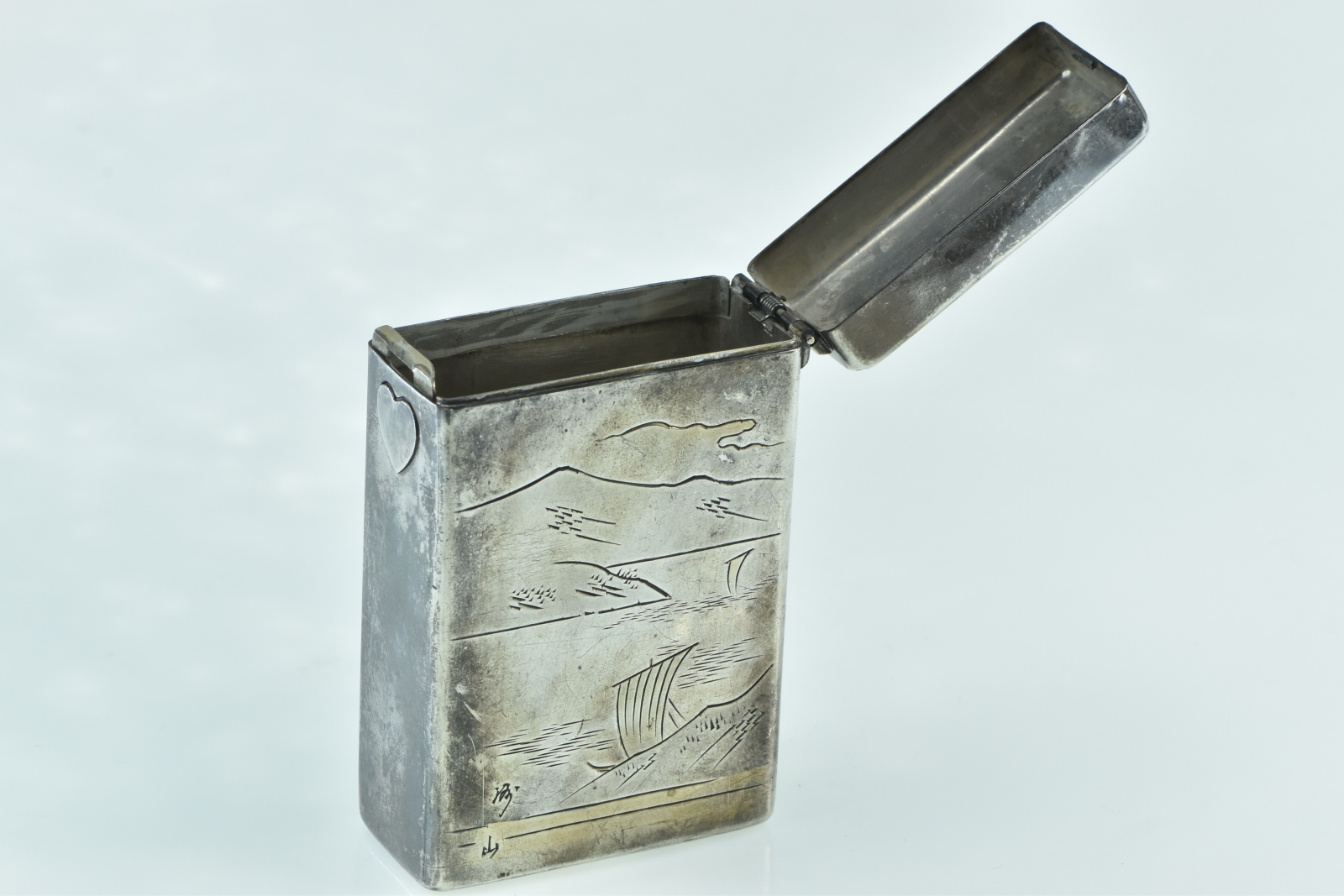 Sterling Silver Japanese Mount Fuji Scene Cigarette Match Case ...
