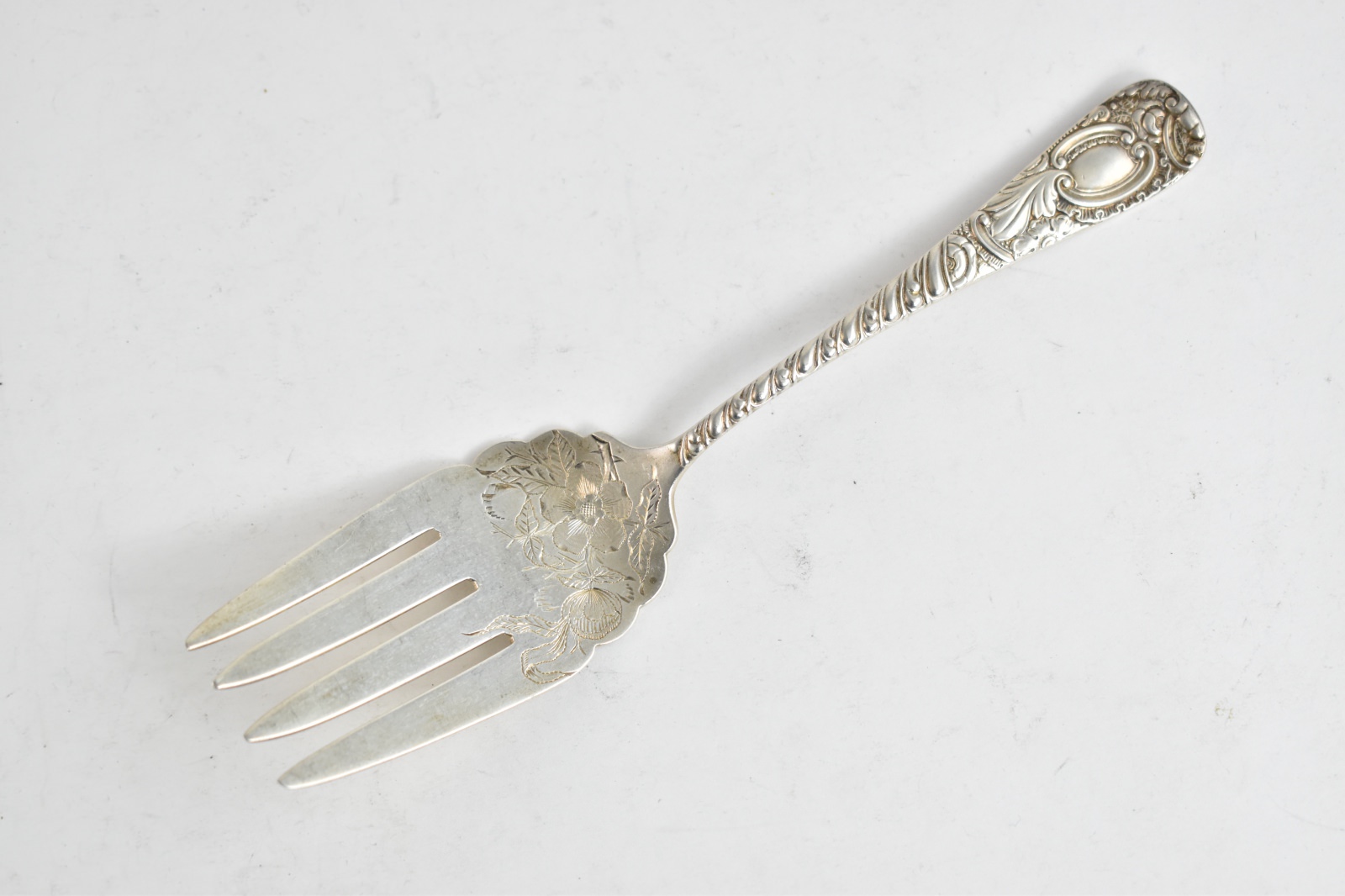 Sterling Silver John McElree Engraved Floral Ornate 8.25" Fork ...