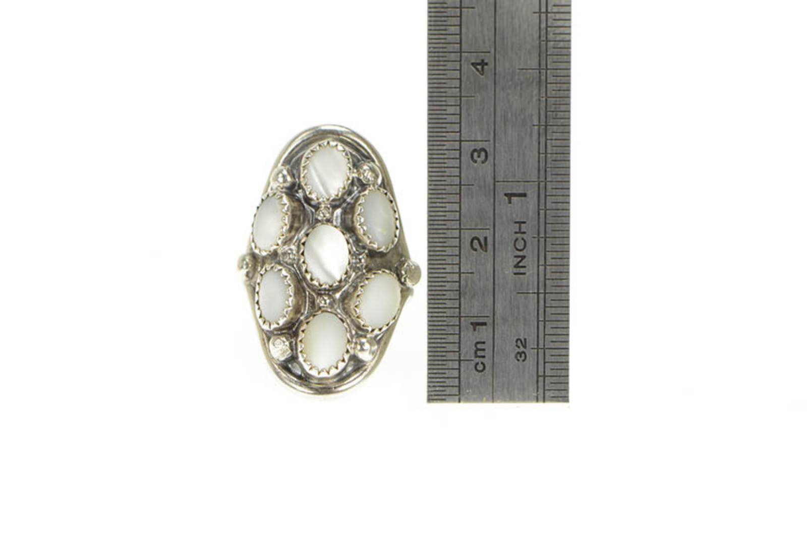 Sterling Silver L Henderson Southwestern Mother of Pearl Ring, Size 6. ...