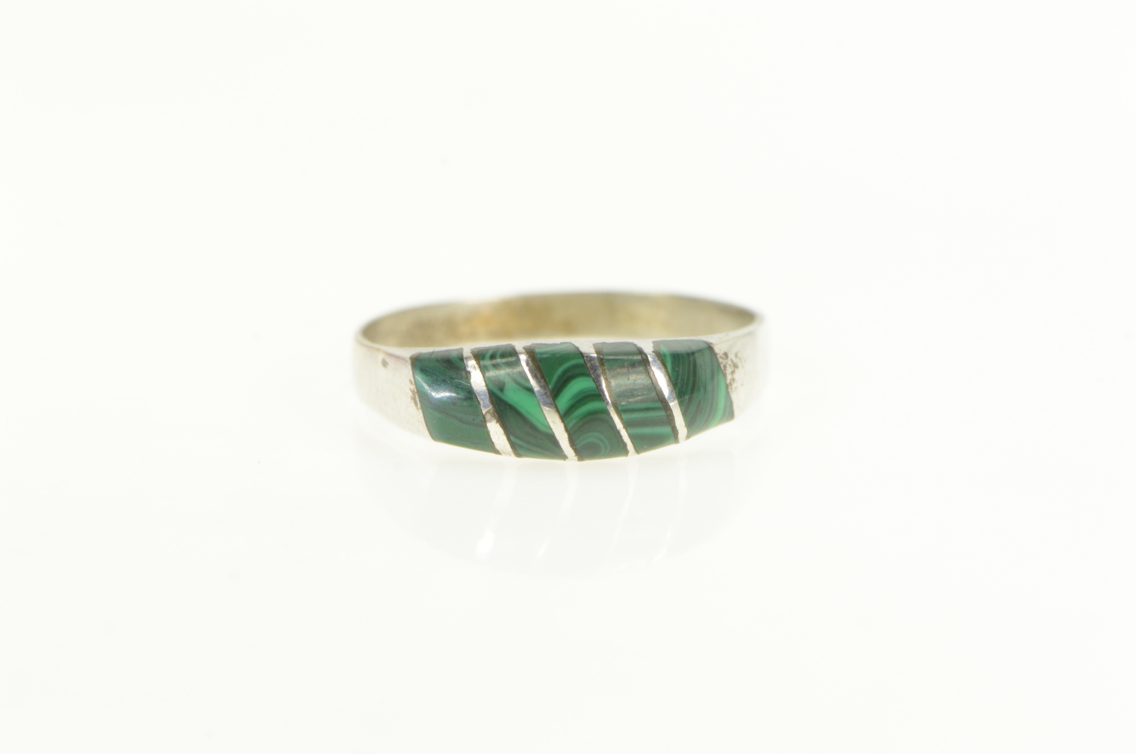 Sterling Silver Malachite Inlay Southwestern Artisan Ring, Size 6.5 ...