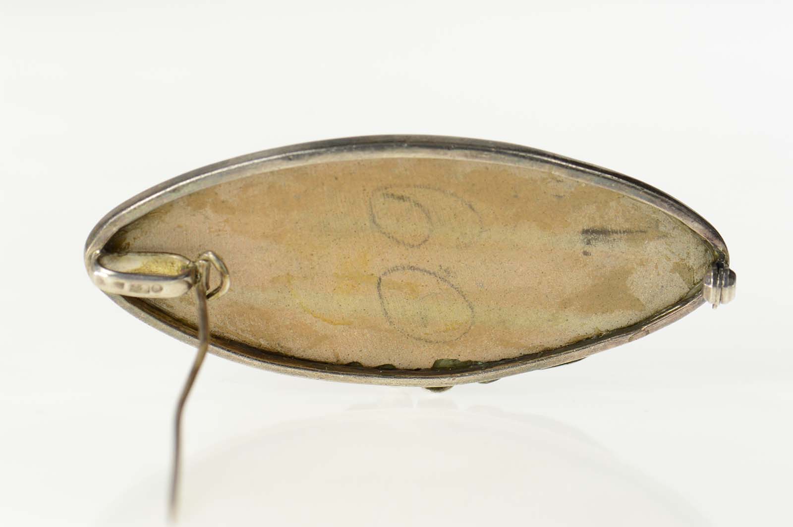 Sterling Silver Native American Green Stone Navette Flower Pin/Brooch ...
