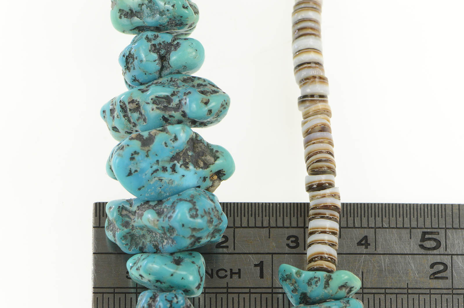 Sterling Silver Native American Raw Turquoise Onyx Beaded Necklace 25.5 ...