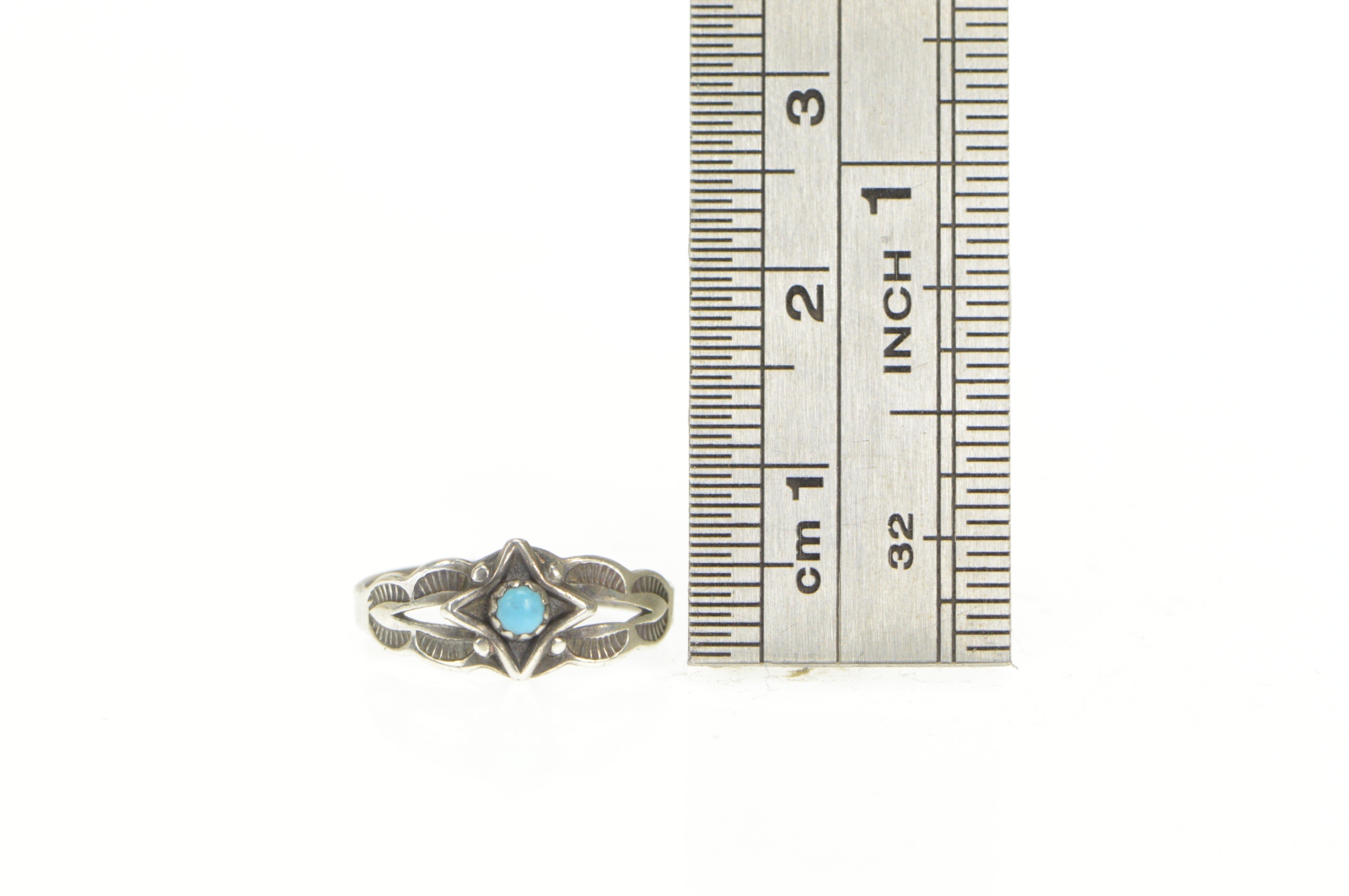 Sterling Silver Native American Turquoise Baby Child's Ring, Size 3.5 ...