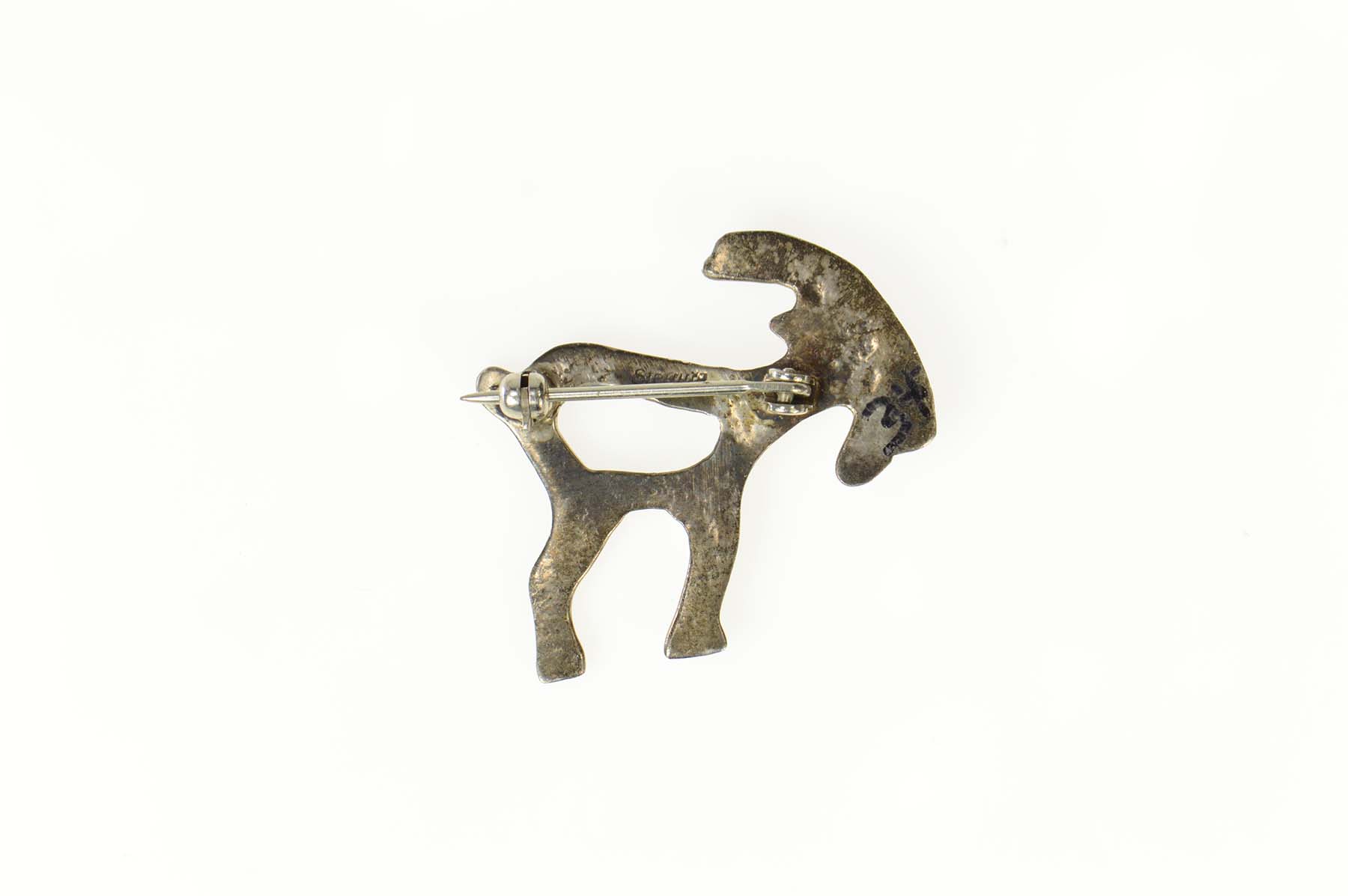 Sterling Silver Native American Turquoise Mountain Goat Pin/Brooch ...