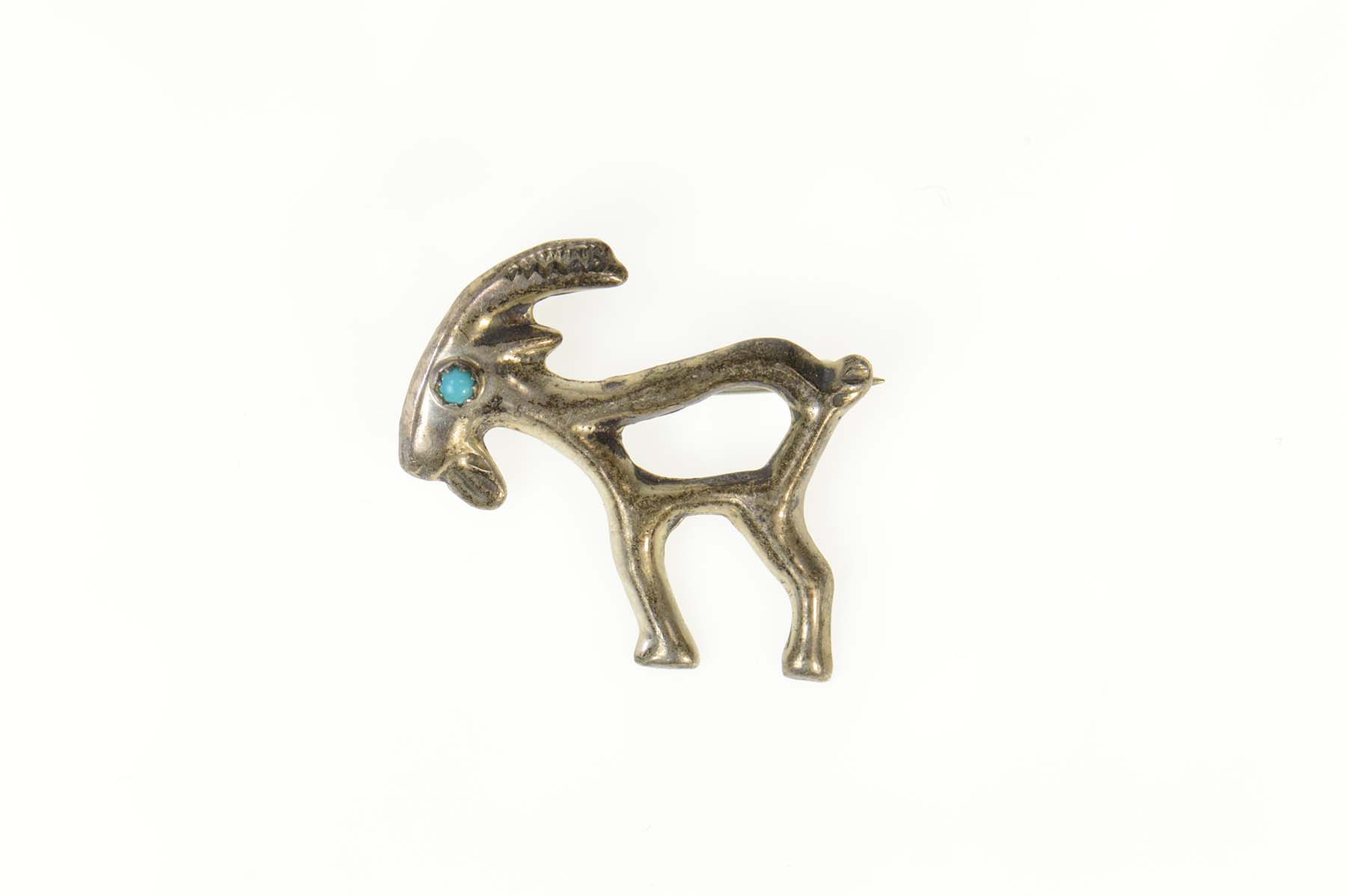Sterling Silver Native American Turquoise Mountain Goat Pin/Brooch ...