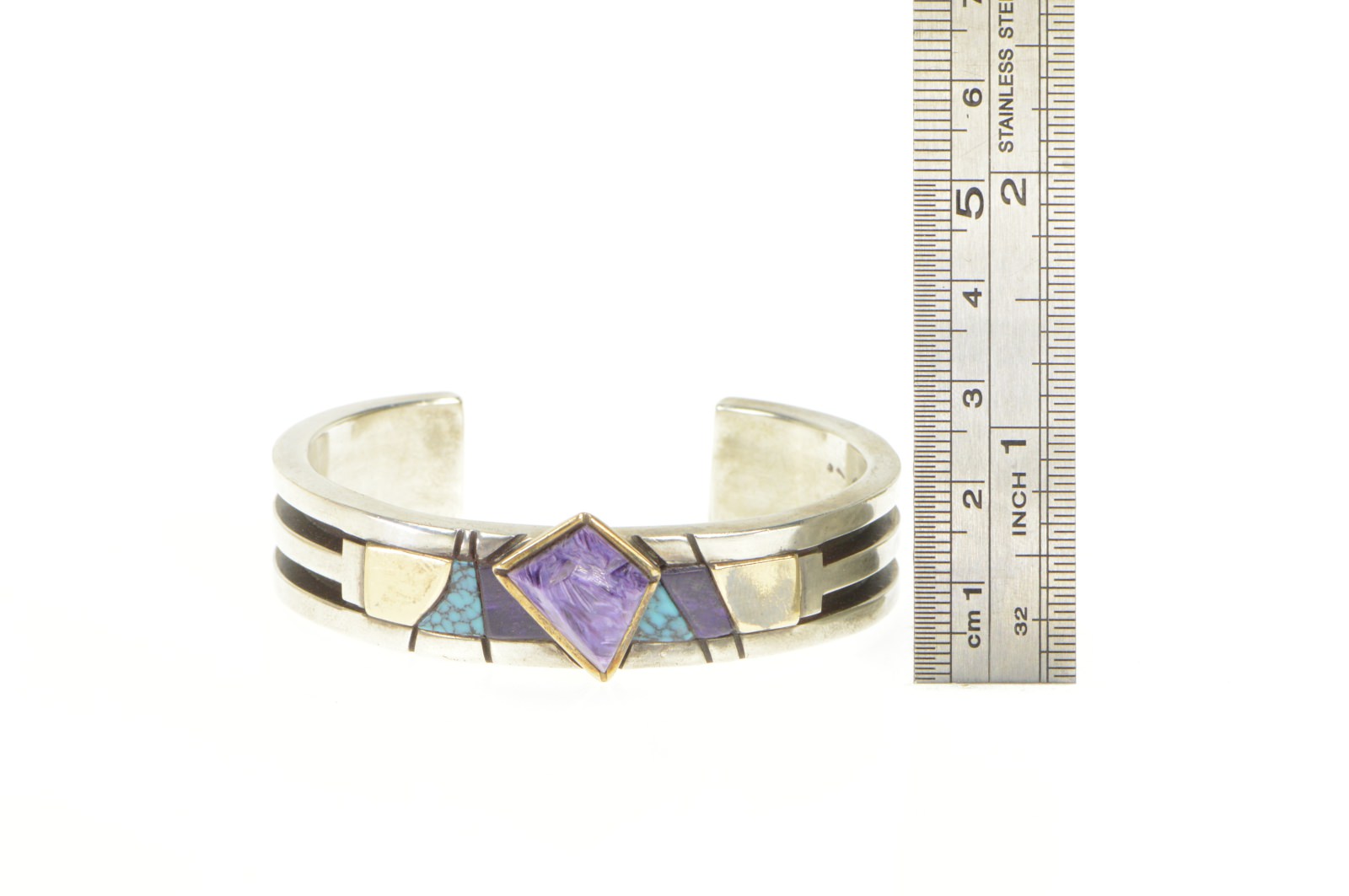 Sterling Silver Navajo Ronnie Joe Henry 14k Sugilite Cuff Bracelet 6.25 ...