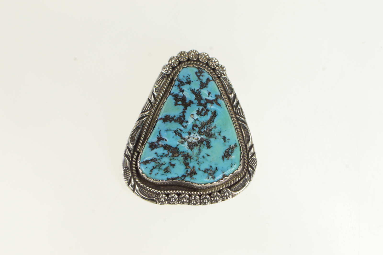 Sterling Silver NE Signed Native American Turquoise Navajo Pendant ...