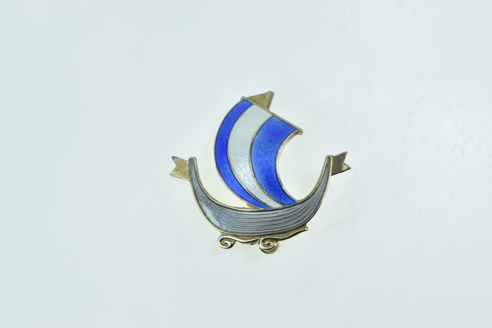 Sterling Silver Norwegian Enamel Ancient Viking Ship Pin/Brooch ...