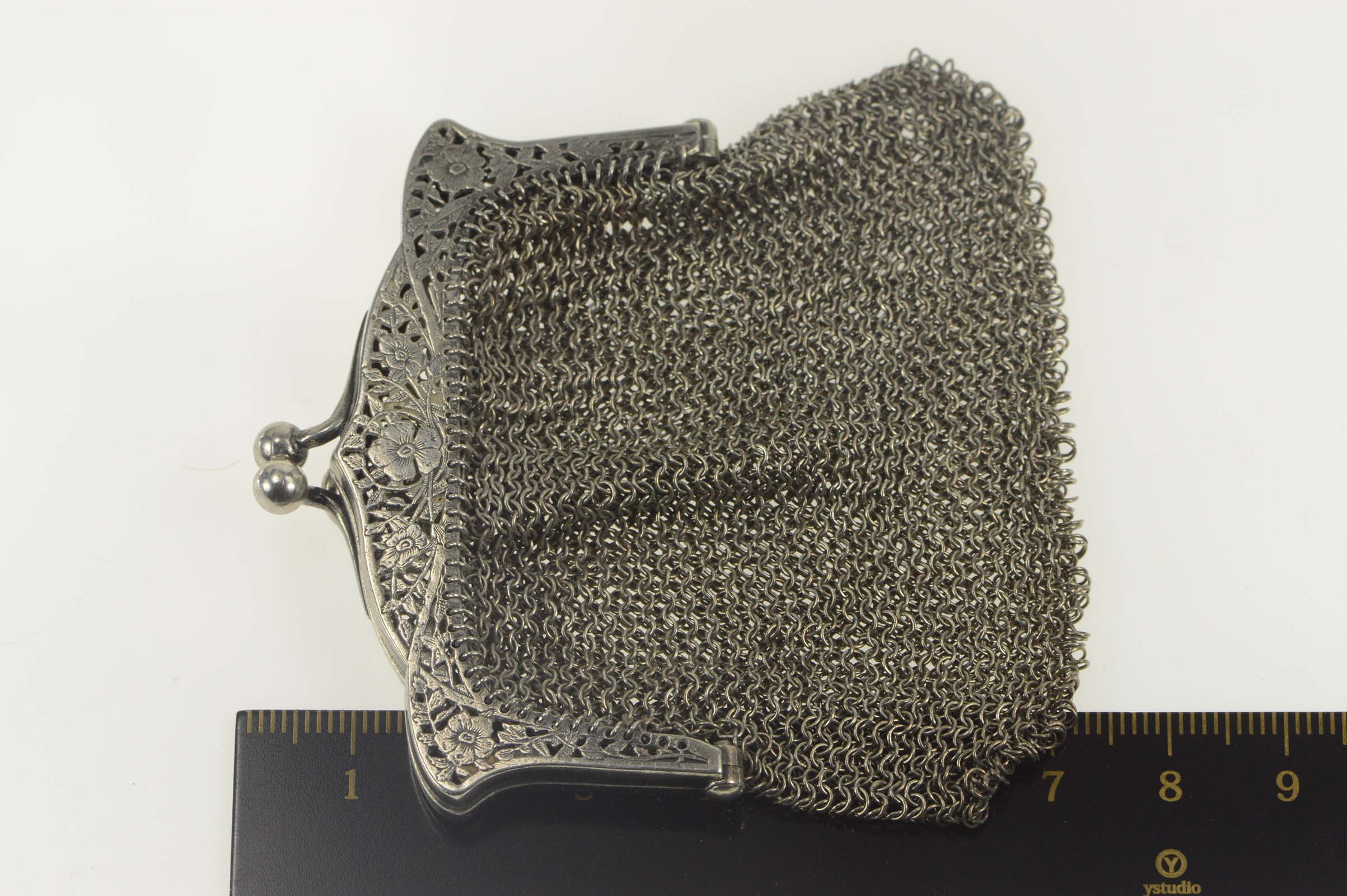 Sterling Silver Ornate Floral Victorian Mesh Chain Coin Purse ...