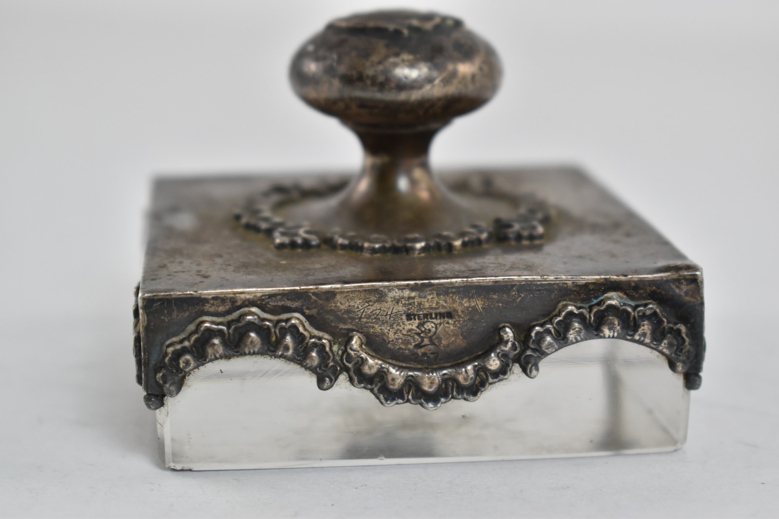 Sterling Silver Ornate Glass Letter Sealer Press Paperweight | Property ...