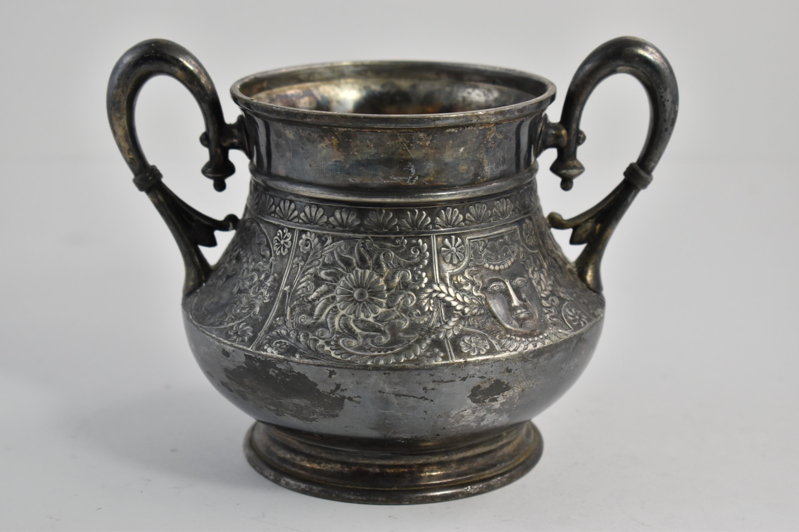 Sterling Silver Ornate Greek Mythology Motif Sugar Bowl | Property Room