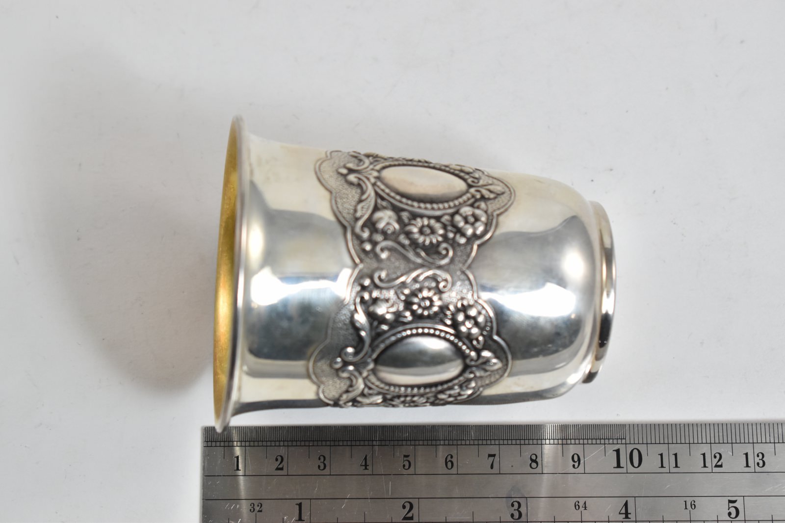 Sterling Silver Ornate Repousse Floral Rococo Cup | Property Room