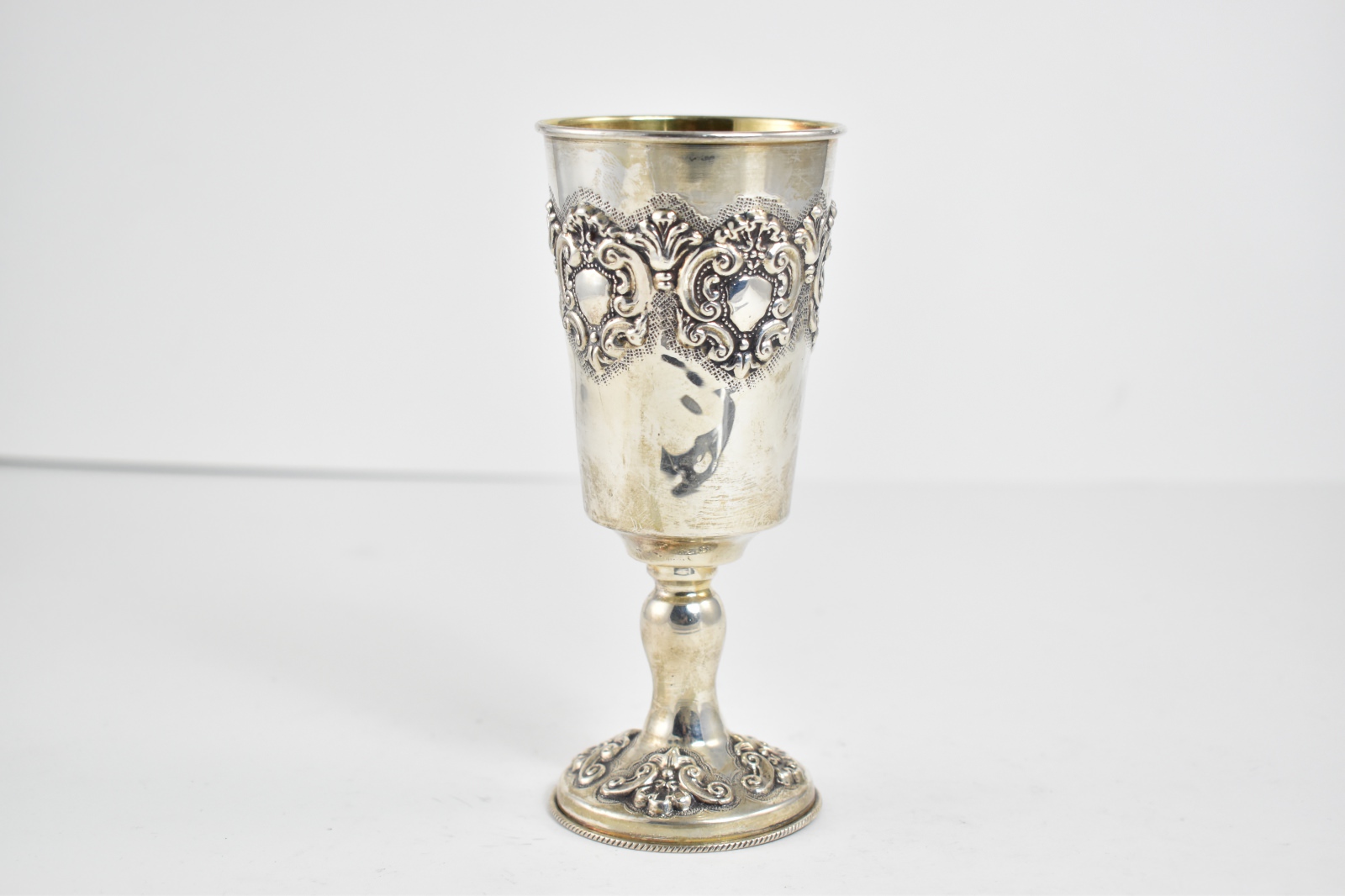 Sterling Silver Ornate Rococo Wedding Goblet Cup Repousse | Property Room