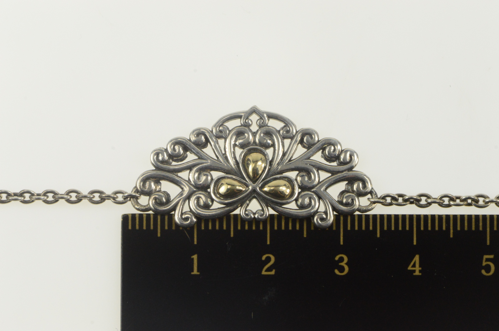 Sterling Silver Ornate Two Tone Scroll Heart Love Symbol Necklace 18-20 ...