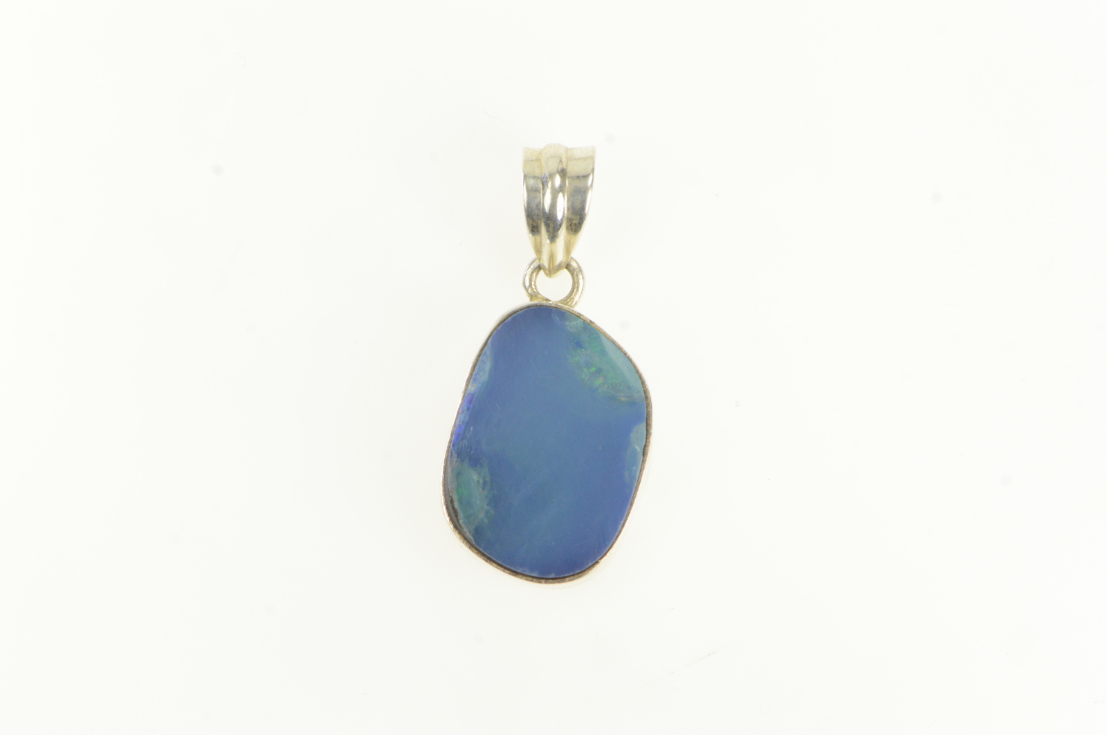 Sterling Silver Oval Natural Opal Inset Bezel Southwestern Pendant ...