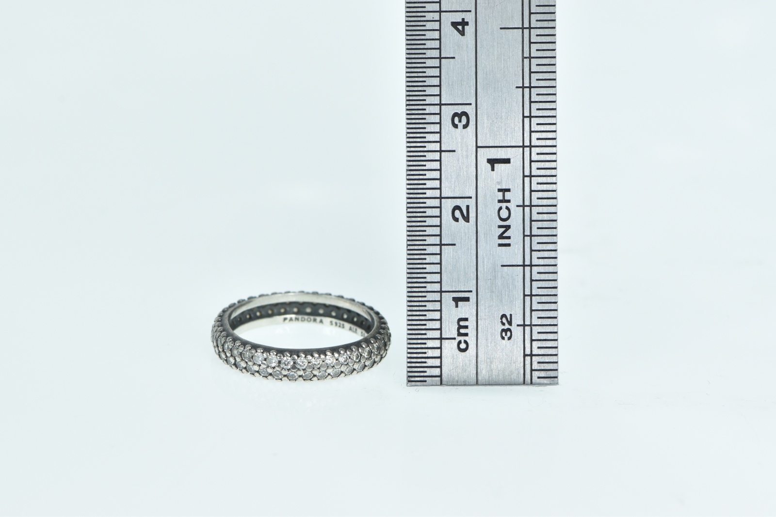 Sterling Silver Pandora Timeless Pave Double Row Band Ring, Size 5.25 ...