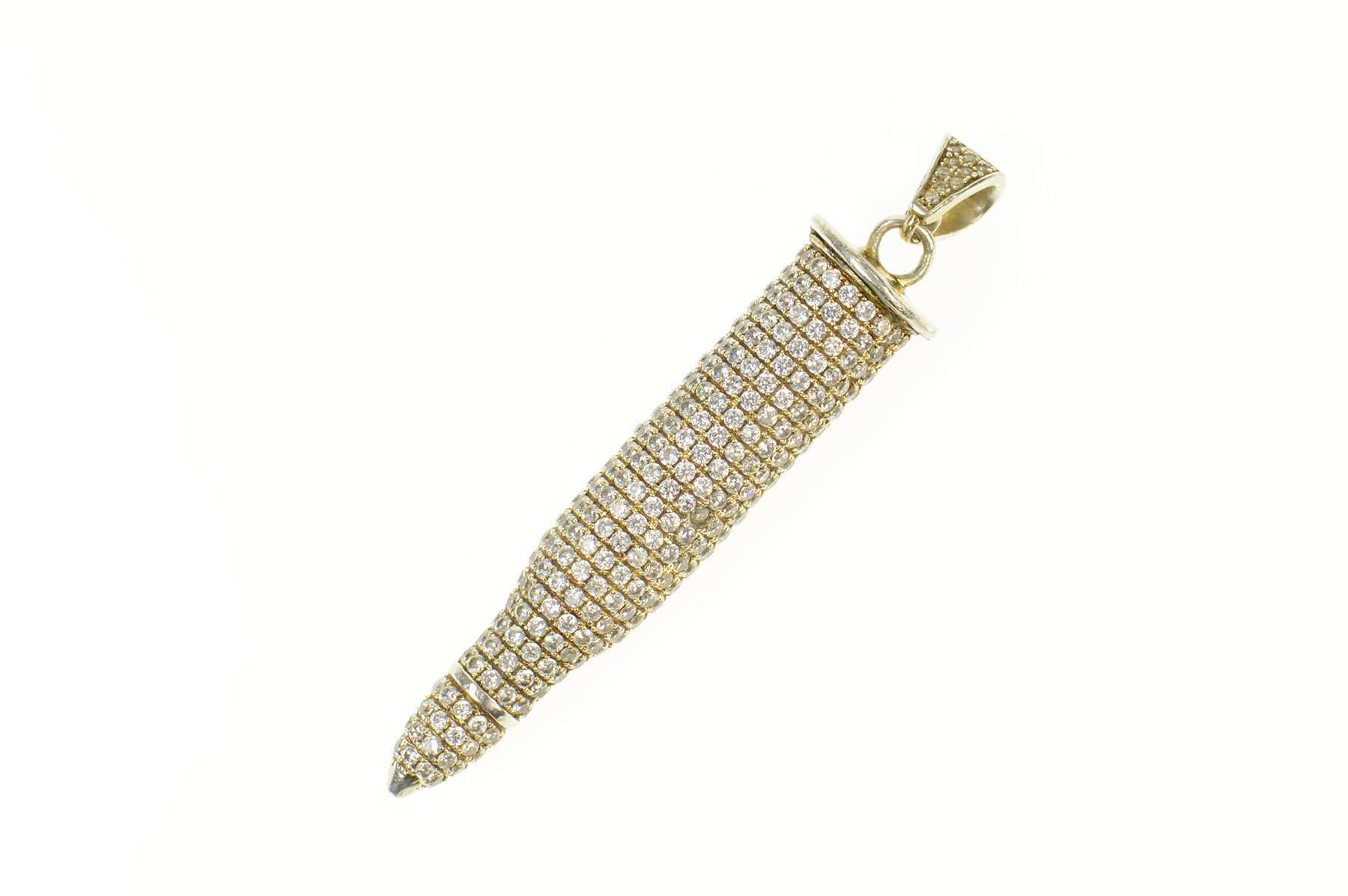 Sterling Silver Pave Cubic Zirconia Encrusted 3D Bullet Charm/Pendant ...