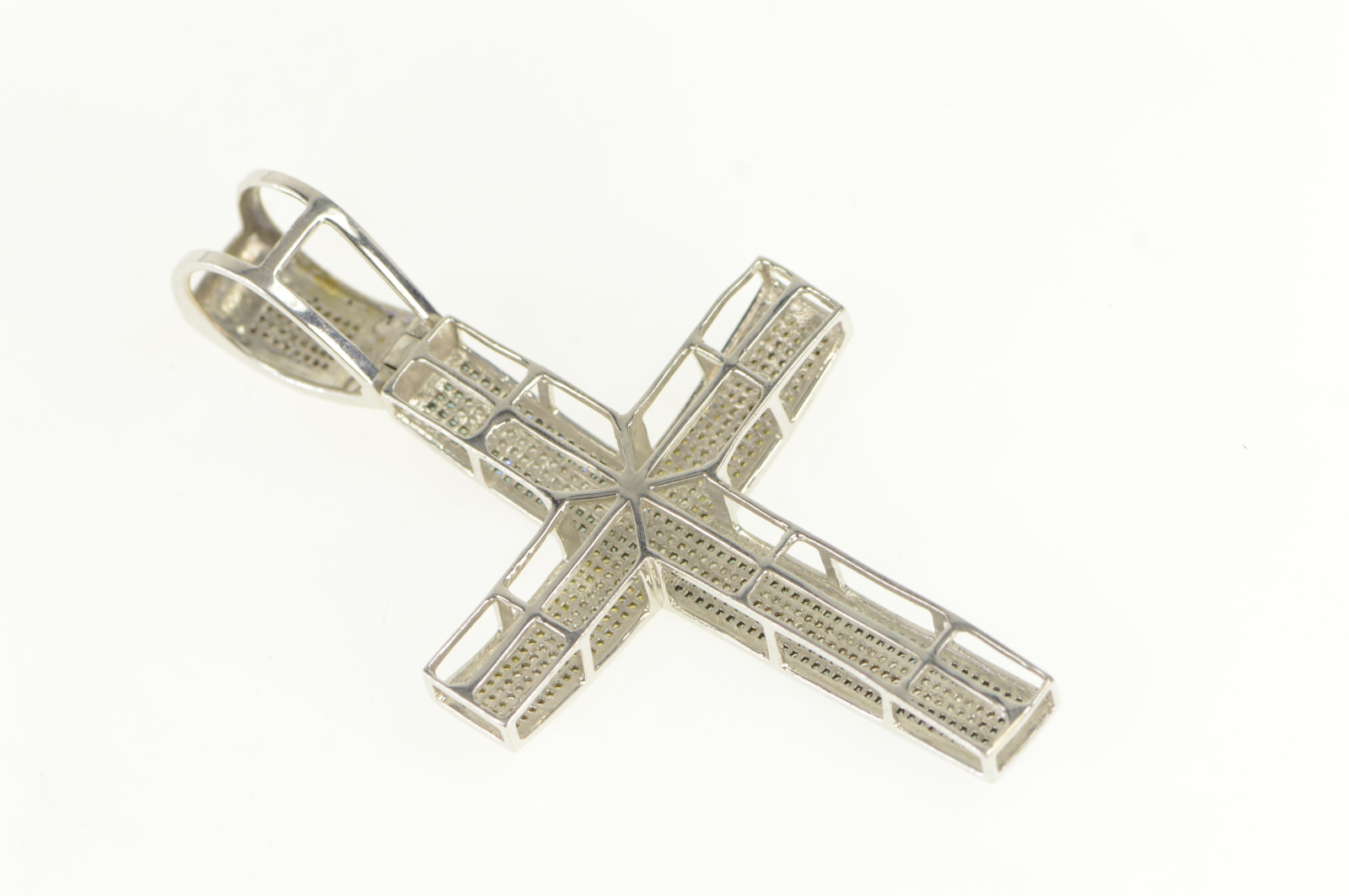 Sterling Silver Pave Diamond Encrusted Cross Pendant | Property Room