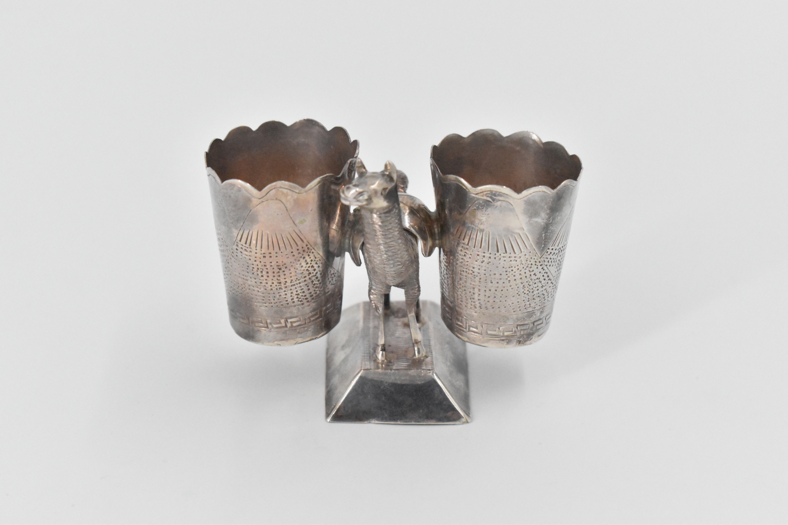 Sterling Silver Peruvian Alpaca Ornate Salt Pepper Shaker Caddy ...