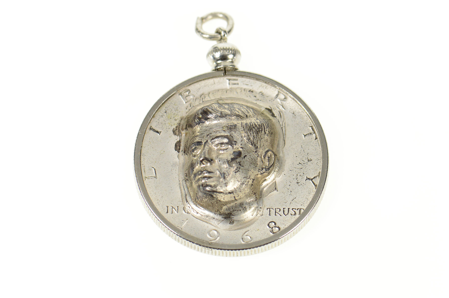 Sterling Silver Repousse 1968 Kennedy Half Dollar Coin Charm/Pendant ...