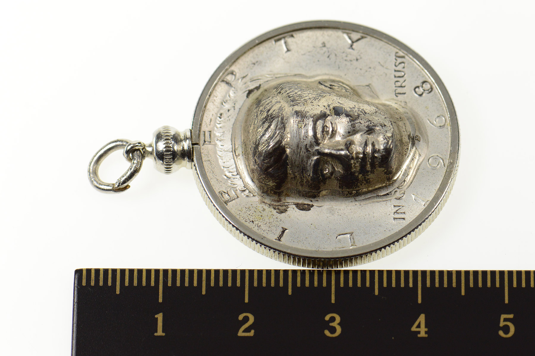 Sterling Silver Repousse 1968 Kennedy Half Dollar Coin Charm/Pendant ...