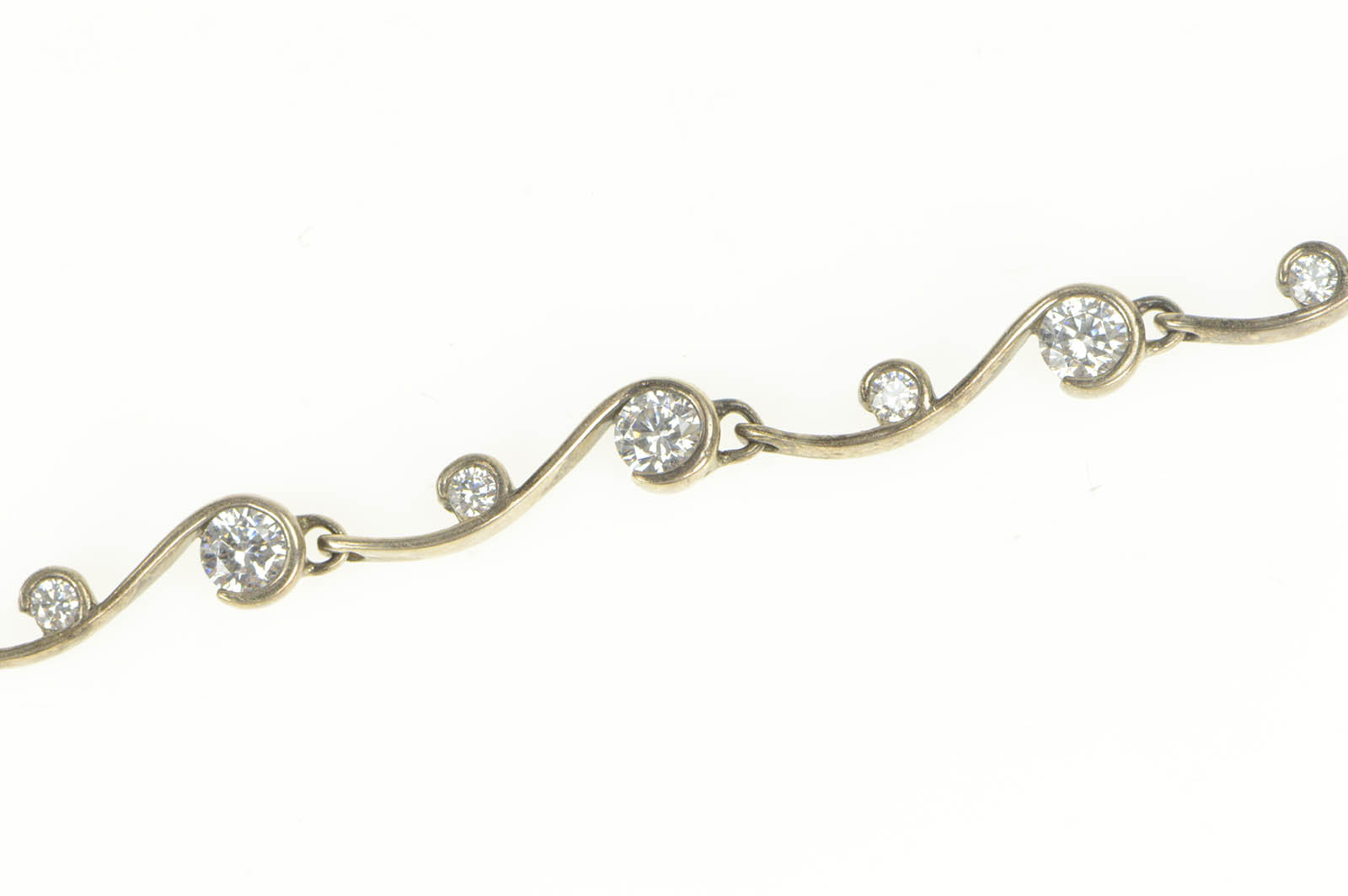 Sterling Silver Round Swirl Curve Link CZ Statement Tennis Bracelet 7. ...