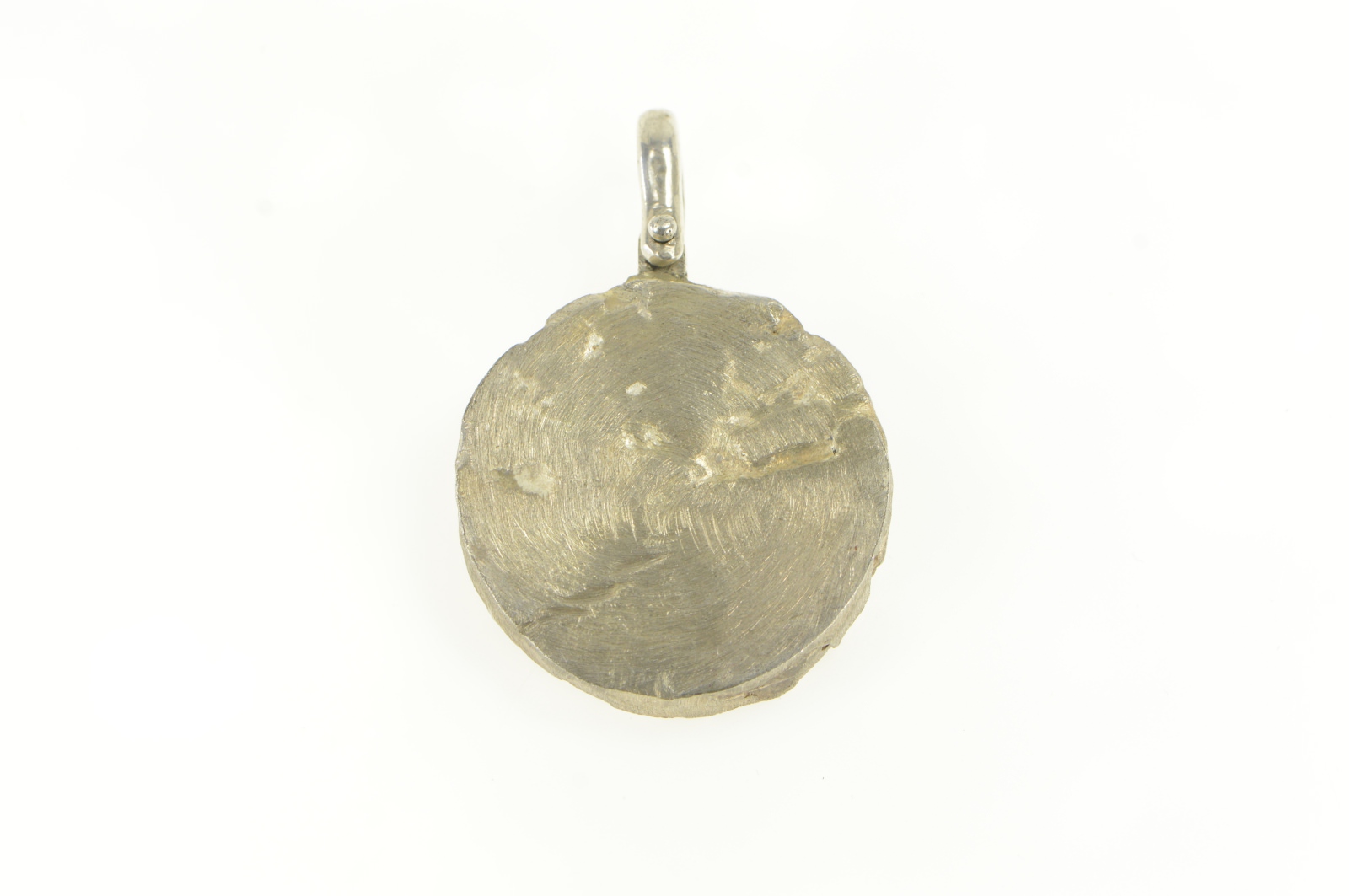 Sterling Silver Round Textured Nugget Abstract Heavy Medallion Pendant ...
