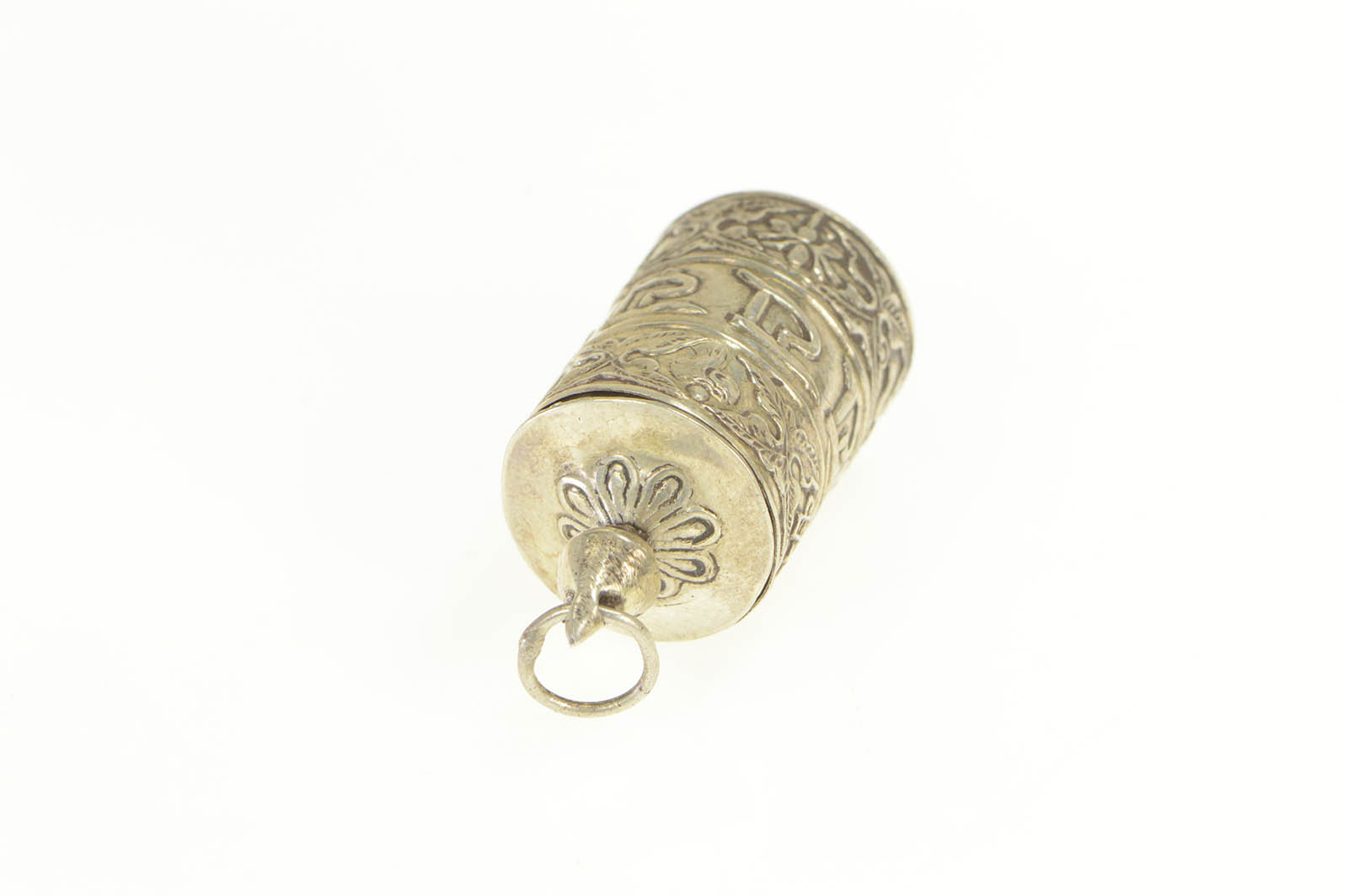 Sterling Silver Sanskrit Buddhist Prayer Wheel Repousse Charm/Pendant ...