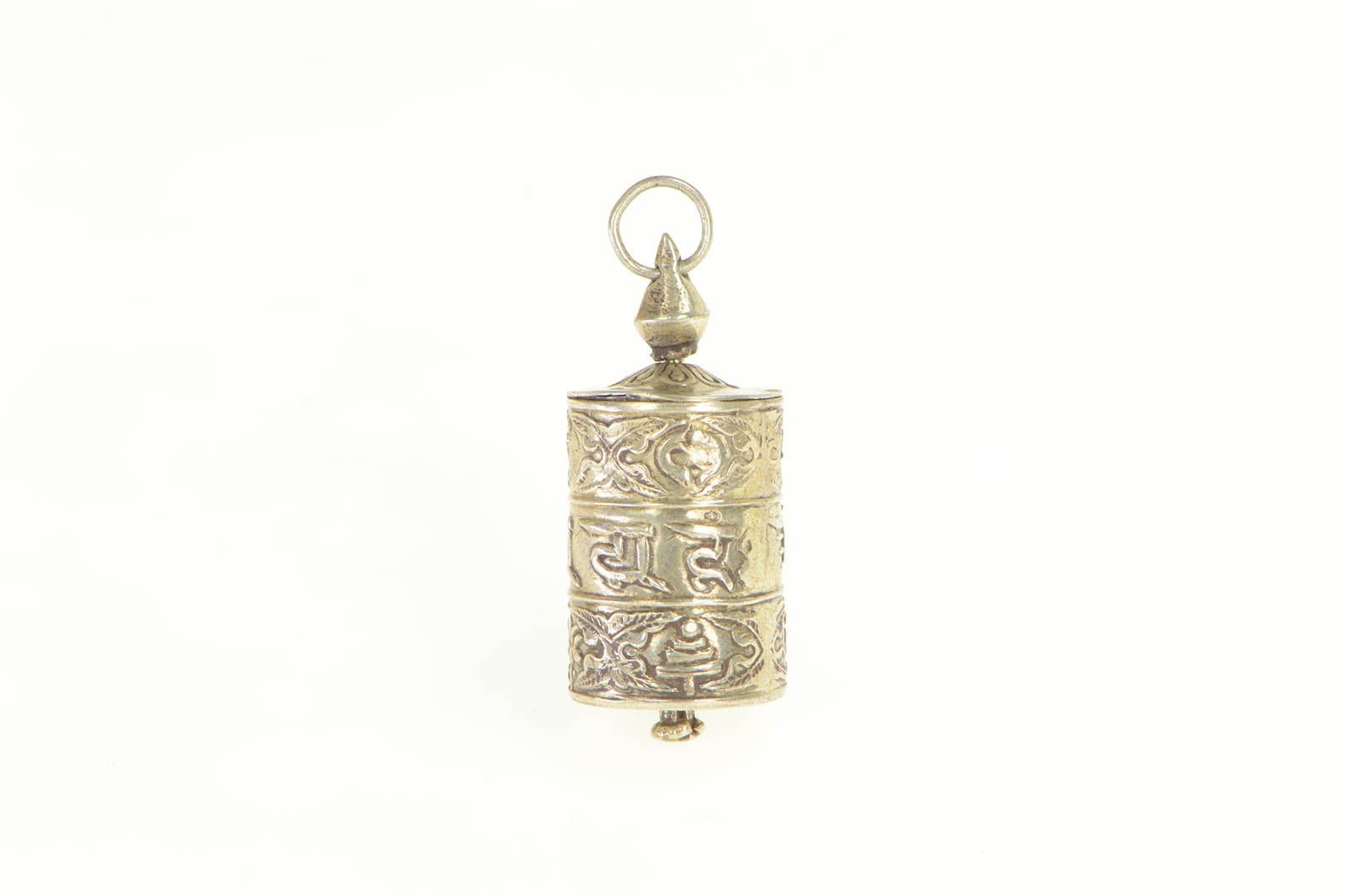 Sterling Silver Sanskrit Buddhist Prayer Wheel Repousse Charm/Pendant ...