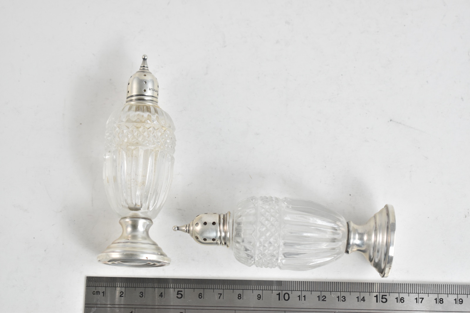 Sterling Silver Sheffield Co. Cut Crystal Salt & Pepper Shaker Set (2 ...
