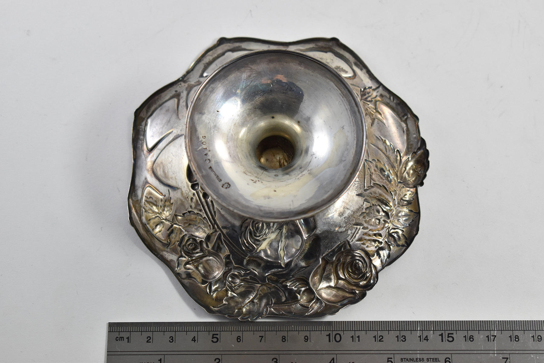 Sterling Silver Simpson Hall Miller Repousse Rose Candy Dish | Property ...